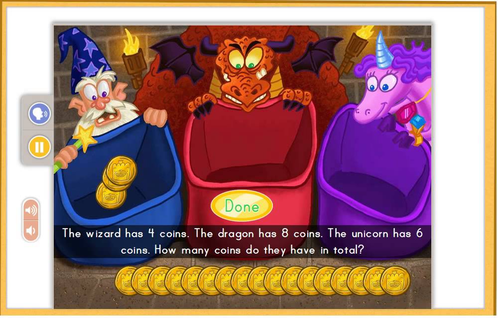 Learning Game - Add up the Fantasy Coins - Math Games - YouTube