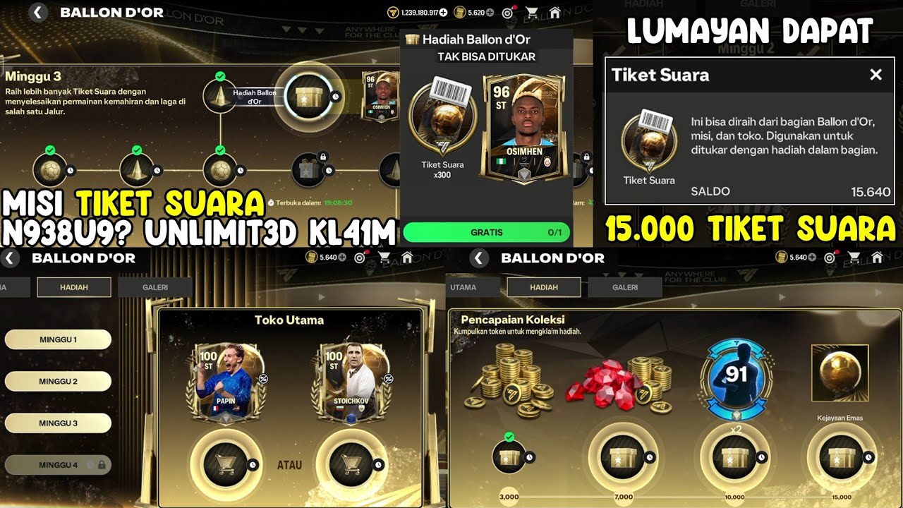 BUG 15.000 TIKET SUARA EVENT BALLON D'OR BUG MISI HARIAN MINGGU KE-3 EVENT BALLON D'OR FC MOBILE ...