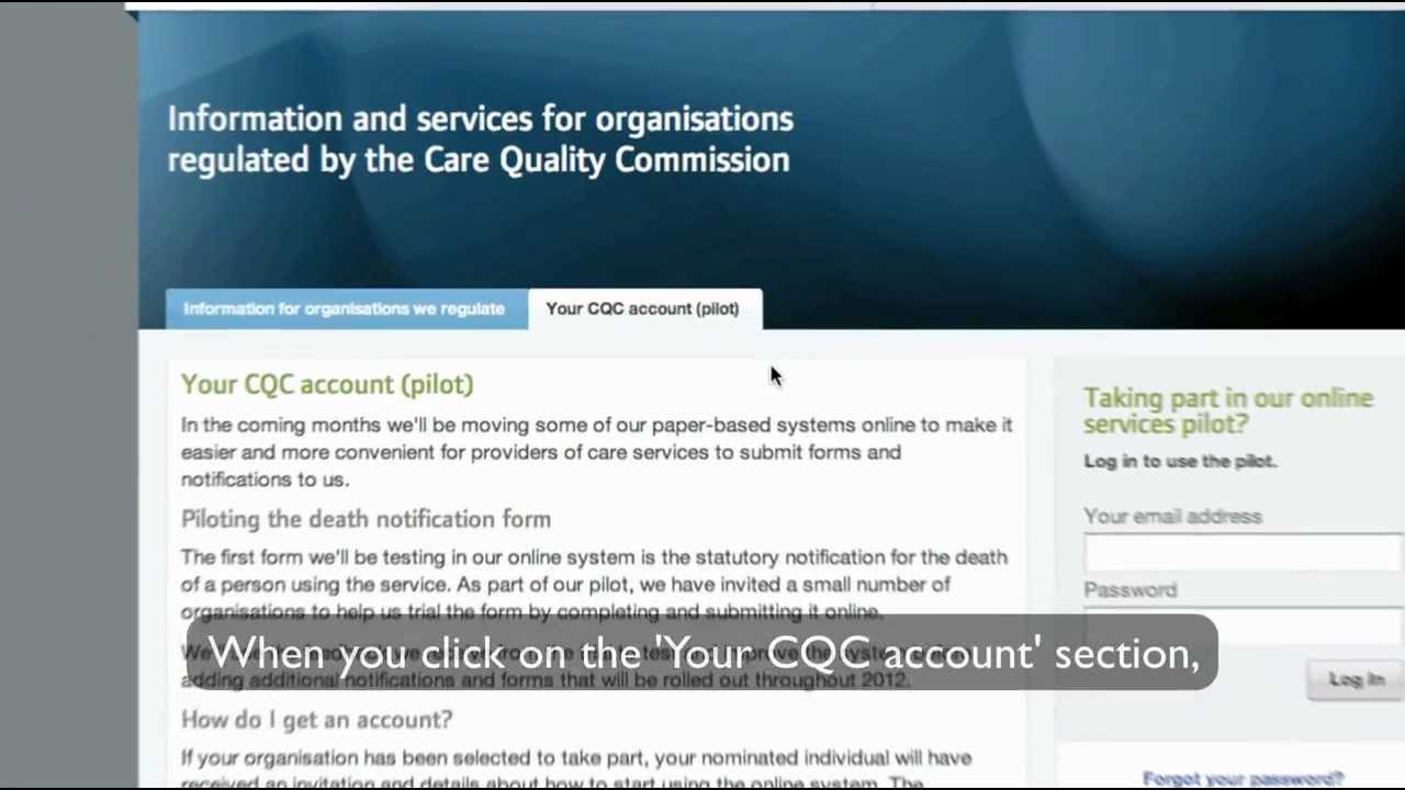 CQC Online Services Application - YouTube