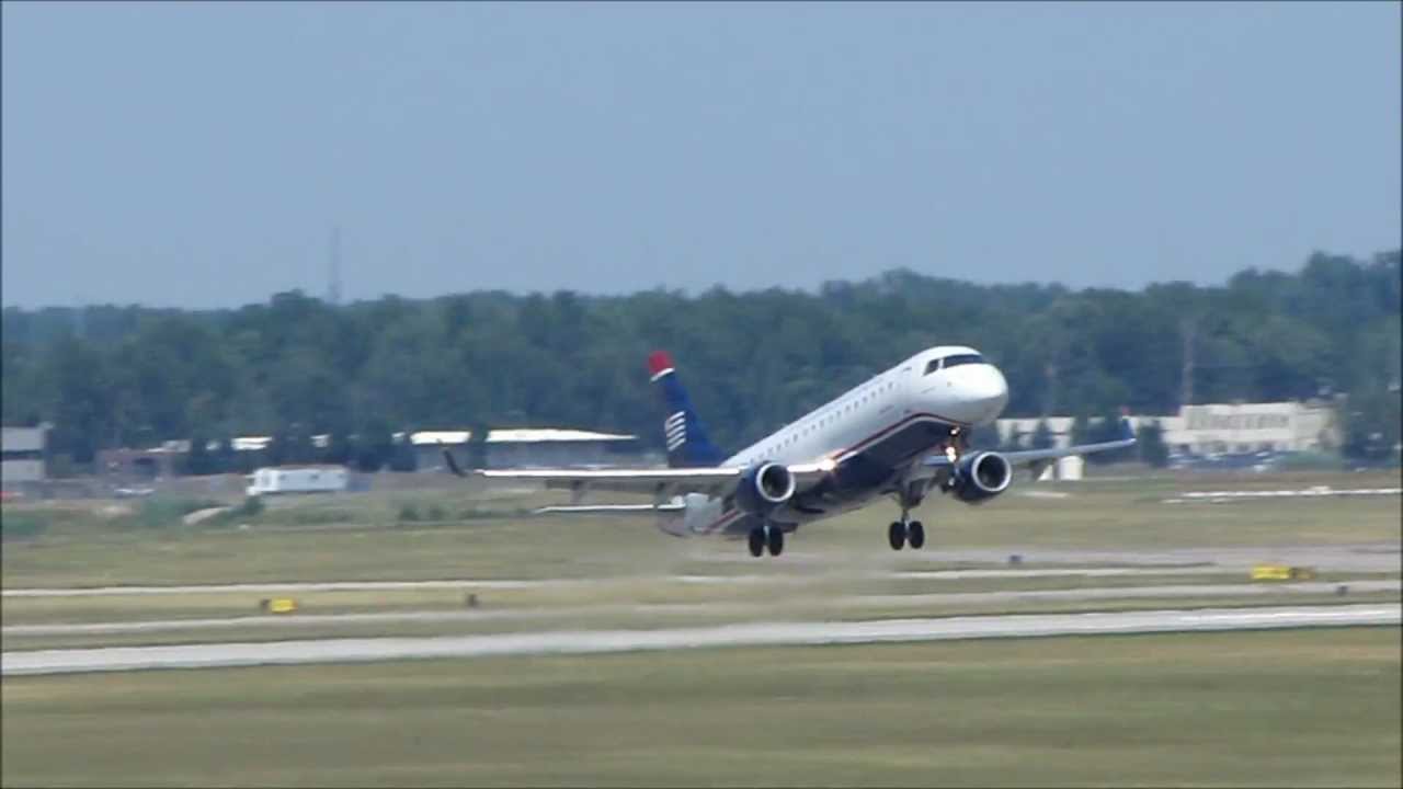 1080p HD | US Airways Express Embraer 175 Takeoff | N122HQ | Detroit ...