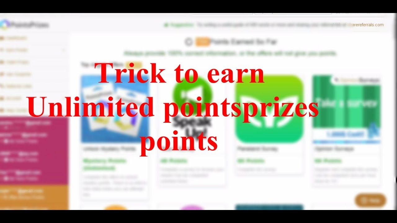 How to get ulimited points for pointsprizes trick - YouTube