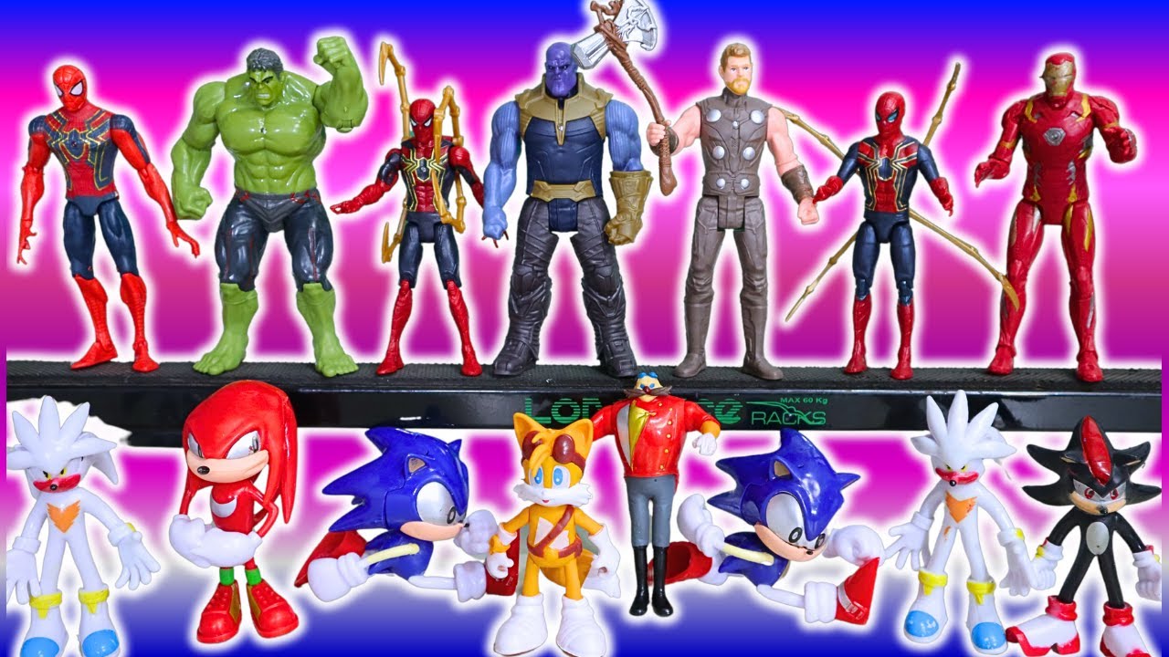 SONIC vs VINGADORES - 15 BONECOS MARVEL vs SEGA - SHADOW, HULK, TAILS ...