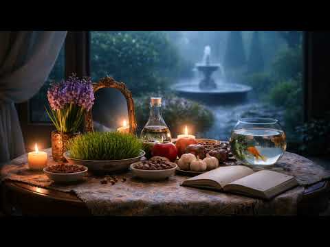 Persian New Year Evening 🌿 Fountain & Birds Ambience (2H)