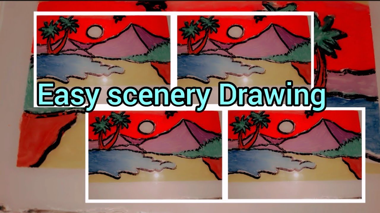 Scenery Drawing Mirror Painting Tutorial art video for beginner/nature ...