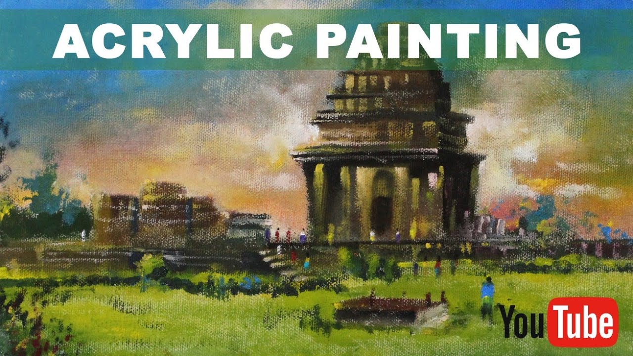 Easy acrylic landscape painting tutorial for beginners | Step by step ...
