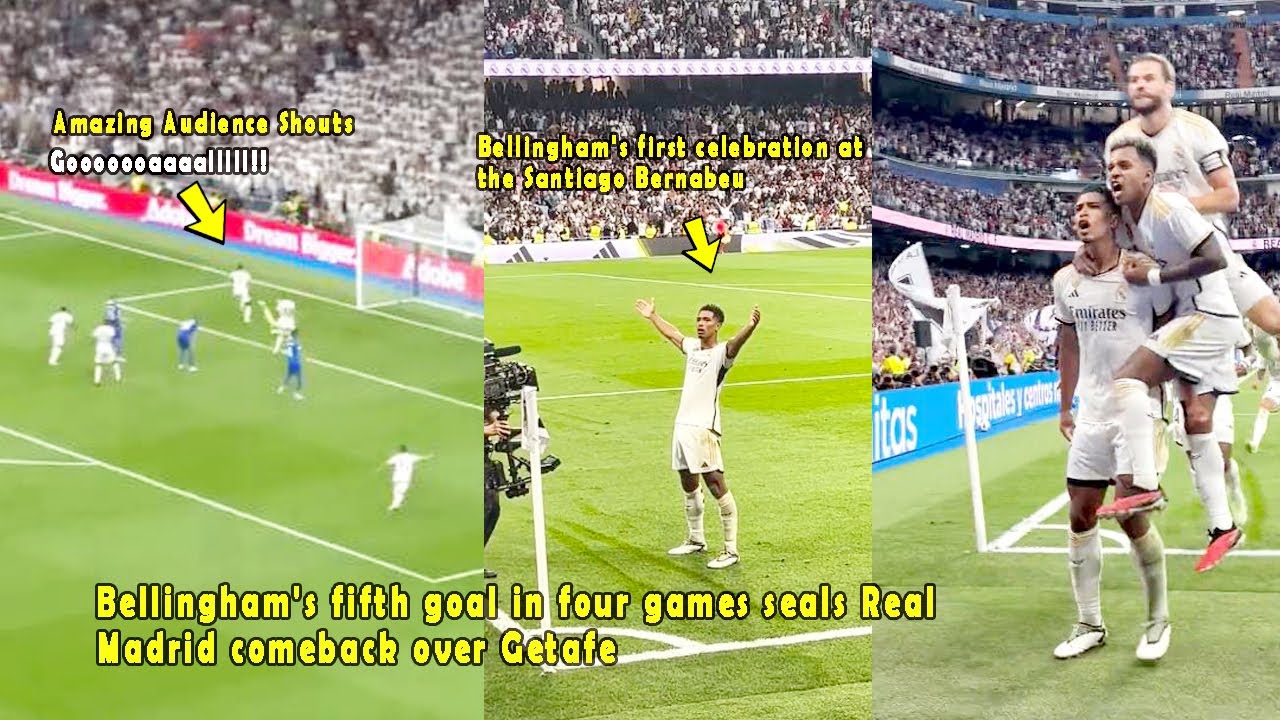 JUDE BELLINGHAM'S FIRST CRAZY CELEBRATION AND GOAL AT THE SANTIAGO ...