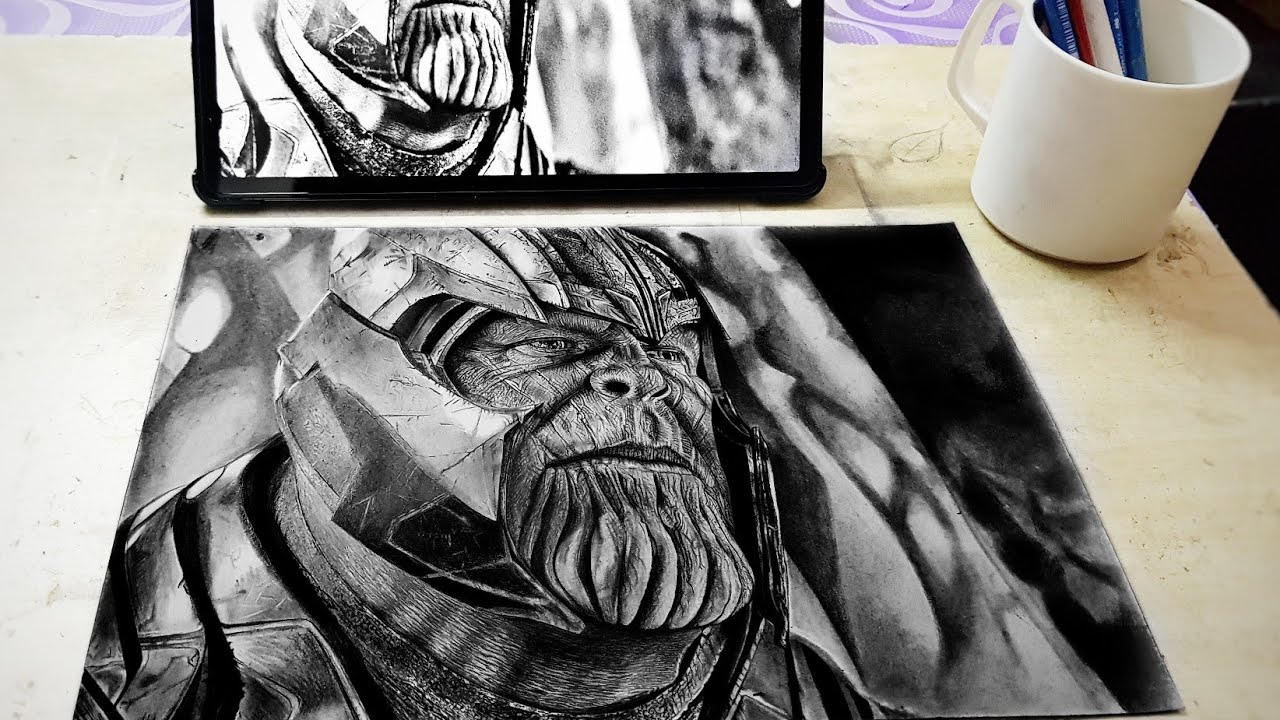 Pencil Drawing THANOS, A hyper realistic pencil drawing - YouTube