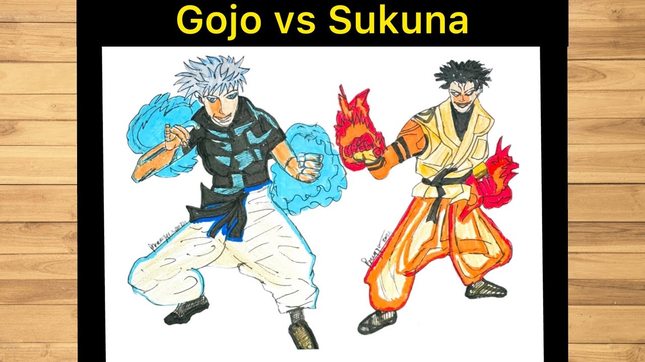 how to draw gojo vs sukuna domain battle | JJK | Cómo dibujar a Gojo vs ...
