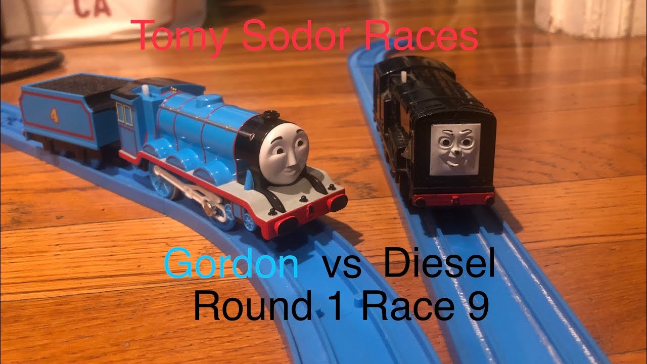 Tomy Sodor Races Round 1 Race 9 Gordon vs Diesel - YouTube