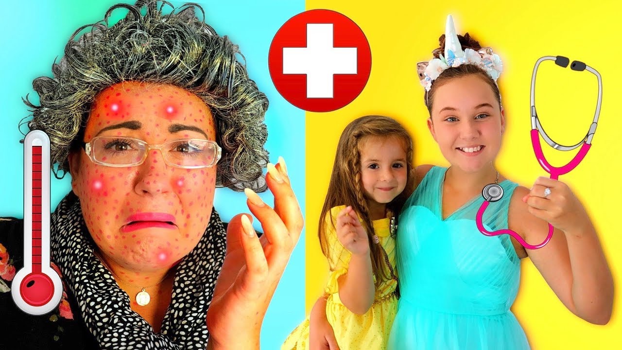 Ruby & Bonnie Help Sick Granny! Kids Pretend Play Learning how to be a ...