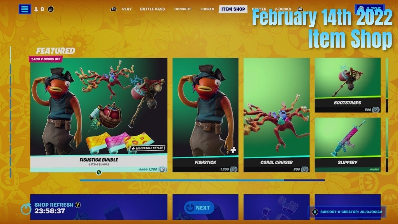 Fortnite Item Shop February 14th 2022 | Fishstick Bundle (where's Kyra ...