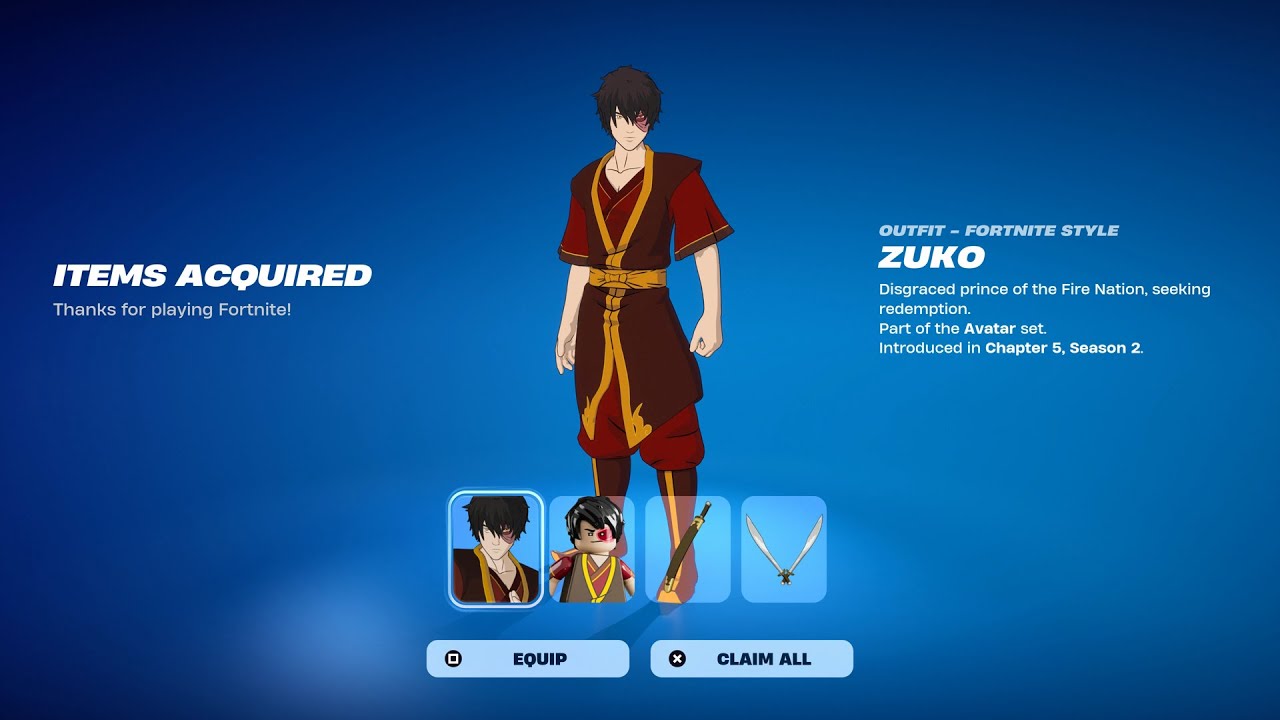 How To Get Zuko Skin Pack NOW FREE In Fortnite! (Unlock Zuko's Scabbard ...