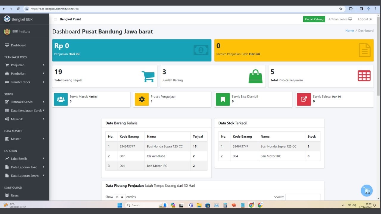 Tutorial Software Keuangan POS Bengkel BBR Institute - YouTube