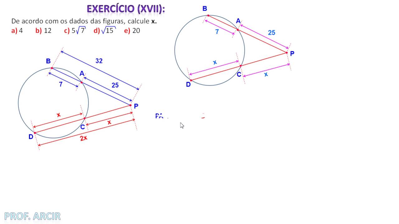 17 Exercício Potência do Ponto PA PB = PC PD - YouTube