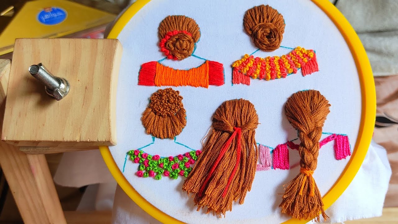 5 types of hair embroidery tutorial for beginners / Hair embroidery ...