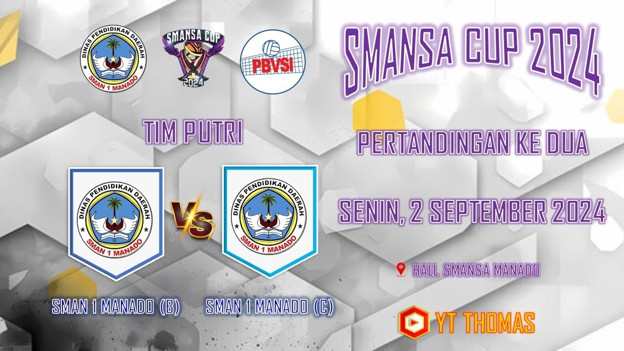 Pertandingan Ke Dua Putri SMAN 1 MANADO (B) Vs SMAN 1 MANADO (C ...