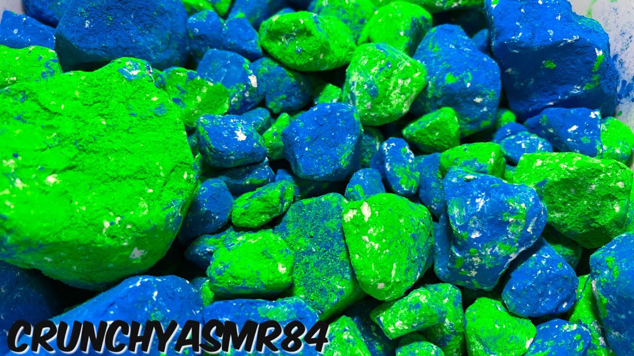 Neon Blue & Green Chalk Rocks & Boulders | Oddly Satisfying | ASMR ...