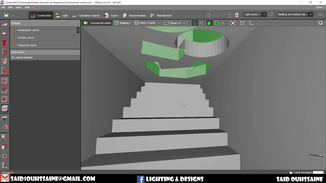 9 Dialux evo for beginners: Cutout tool - YouTube