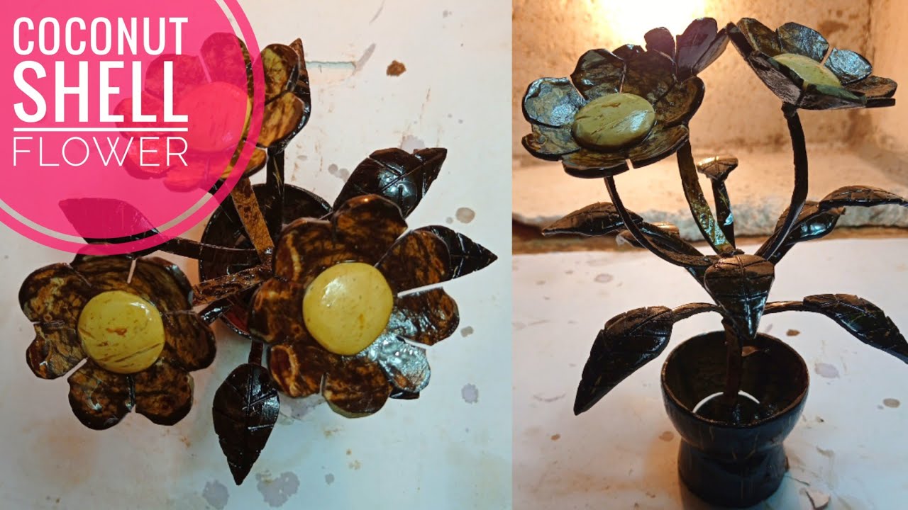 how to make a coconut shell flower |coconut shell craft | coconut ...
