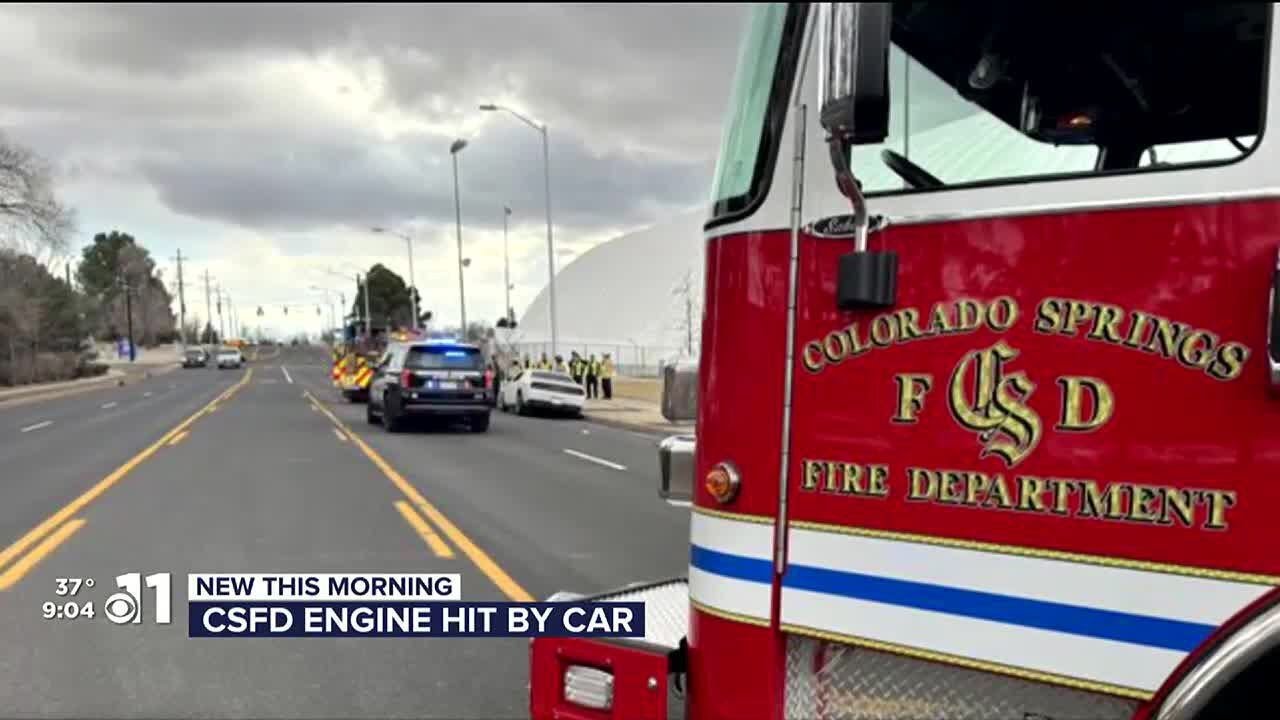 Colorado Springs Fire Department engine hit by car - YouTube