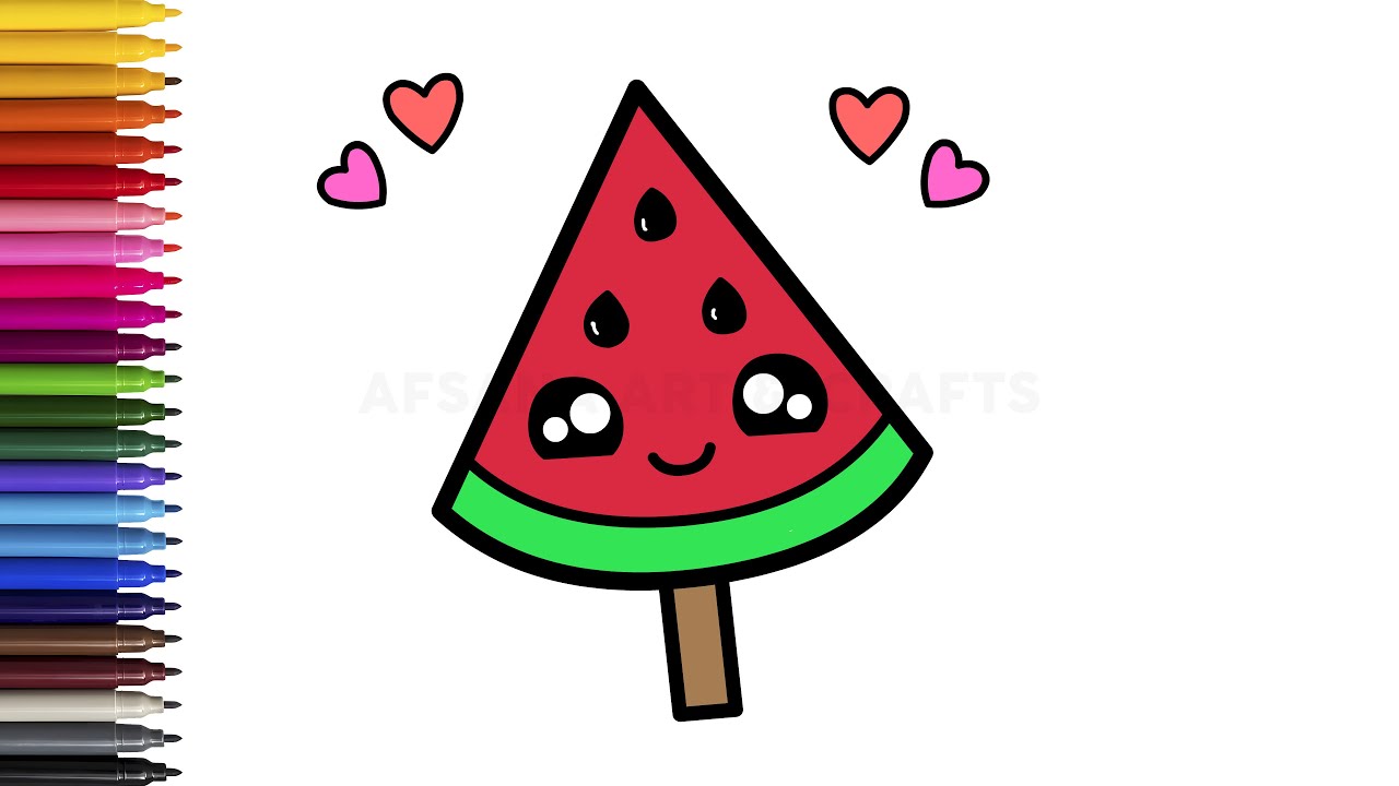 Cute Watermelon Drawing - How to Draw a Watermelon - YouTube