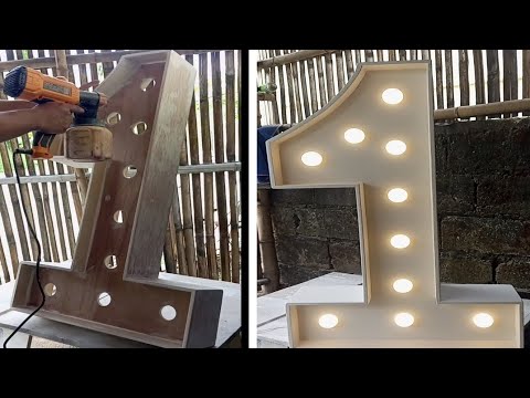3D Number "1" Standee with lights / making process timelaps from start ...