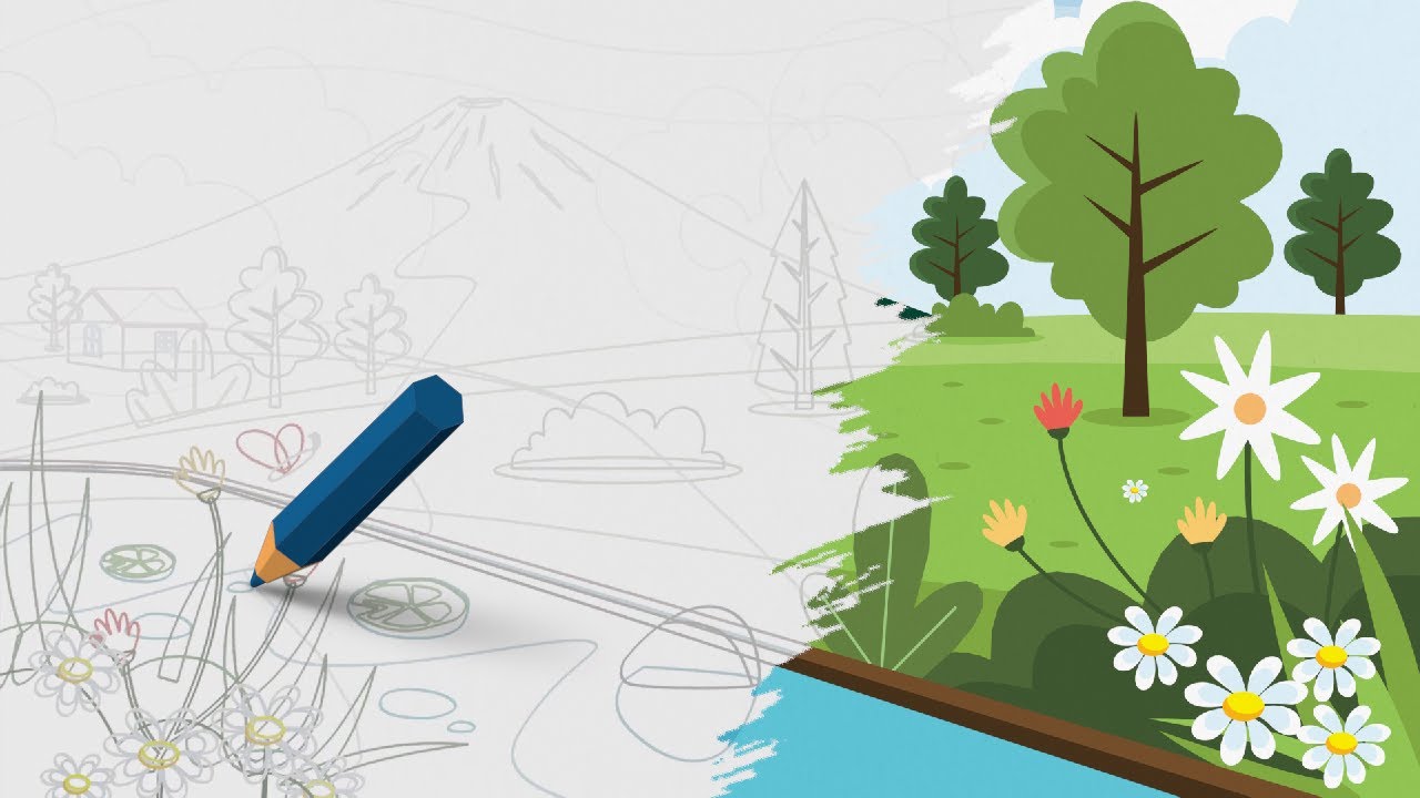 Sketching a Beautiful Landscape || Drawing Painting Time-lapse Art ...