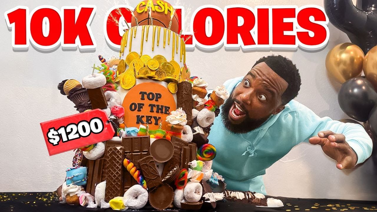 EATING A 10,000 CALORIE BIRTHDAY CAKE! - YouTube
