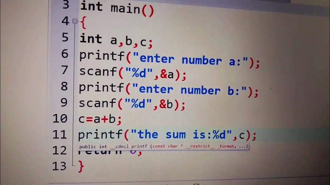 c program to add and substract two numbers - YouTube