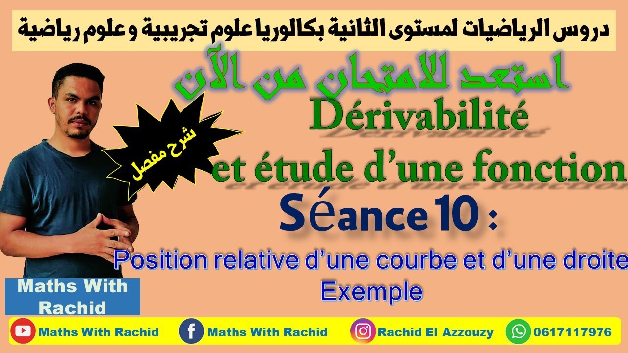 Position relative d’une courbe et d’une droite - exemple - YouTube