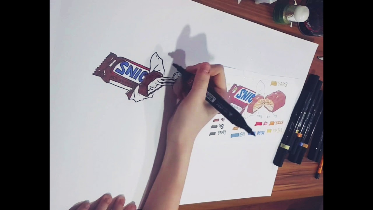 마카펜으로 색칠하기 | 스니커즈 그리기🍫 | 스니커즈 채색하기 | Snickers coloring with Markers ...