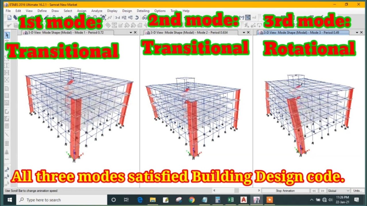 Modes checking| Etabs modal analysis| Vertical Seismic load - YouTube