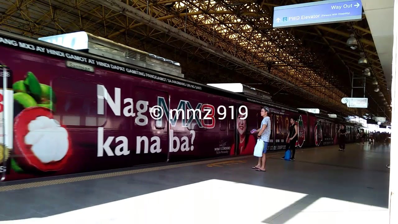 LRT-2/LRTA Trainset 9 with new MX3 wrap ads arriving Araneta Center ...
