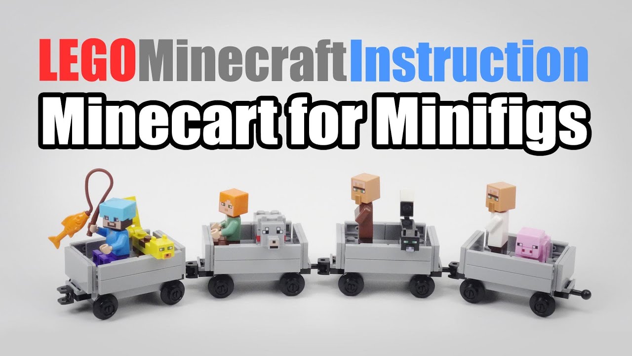 LEGO Minecraft MOC Minecart for Minifig Instruction 乐高我的世界迷你人仔矿车搭建 ...