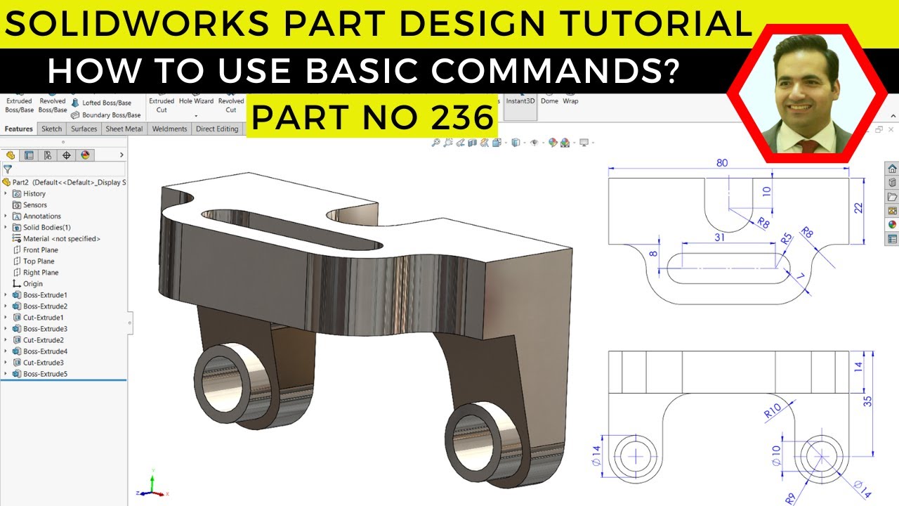 SolidWorks Part Design Tutorial: Create a 3D Model from Start to Finish ...