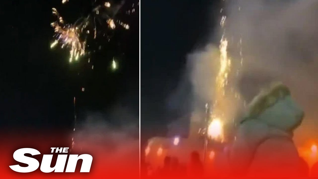 Families run screaming after fireworks shot into CROWD - YouTube