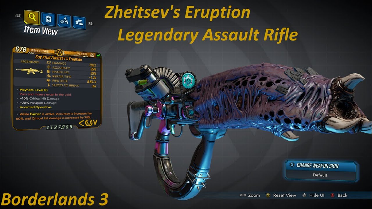 Borderlands 3: Zheitsev's Eruption, legendary assault rifle. On ...