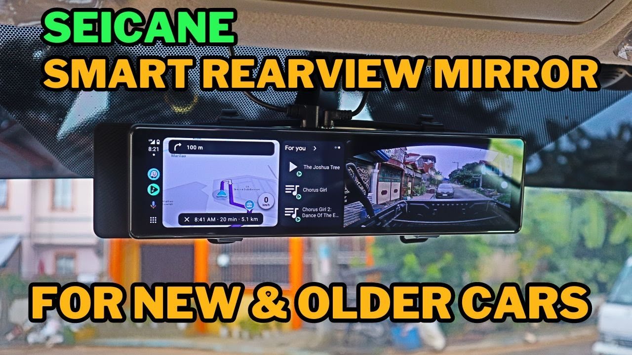 Seicane Smart Rear View Mirror w/ Wireless Apple Carplay and Android ...