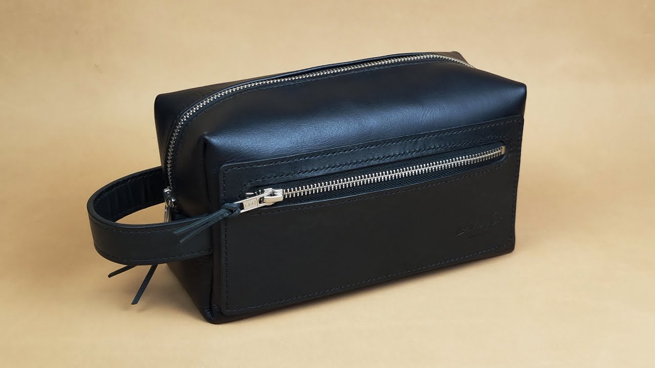 Making Leather Dopp Kit With Front Zipper Pocket | FREE PATTERN Leather Craft - YouTube