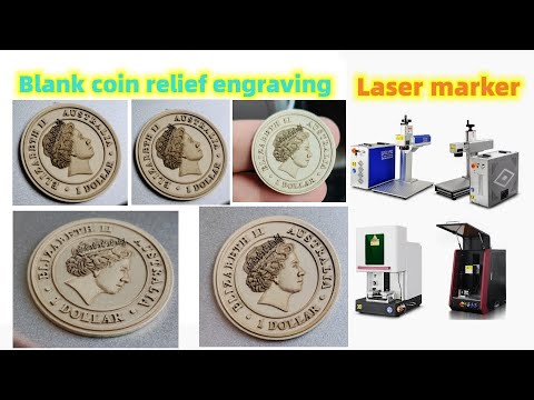 Vintage coin deep engraved by laser machine / Blank coin steel coin ...