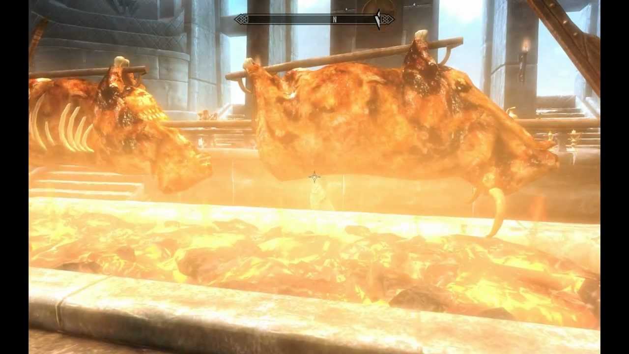 Skyrim - BBQ Roasted Pig and Cow? - YouTube