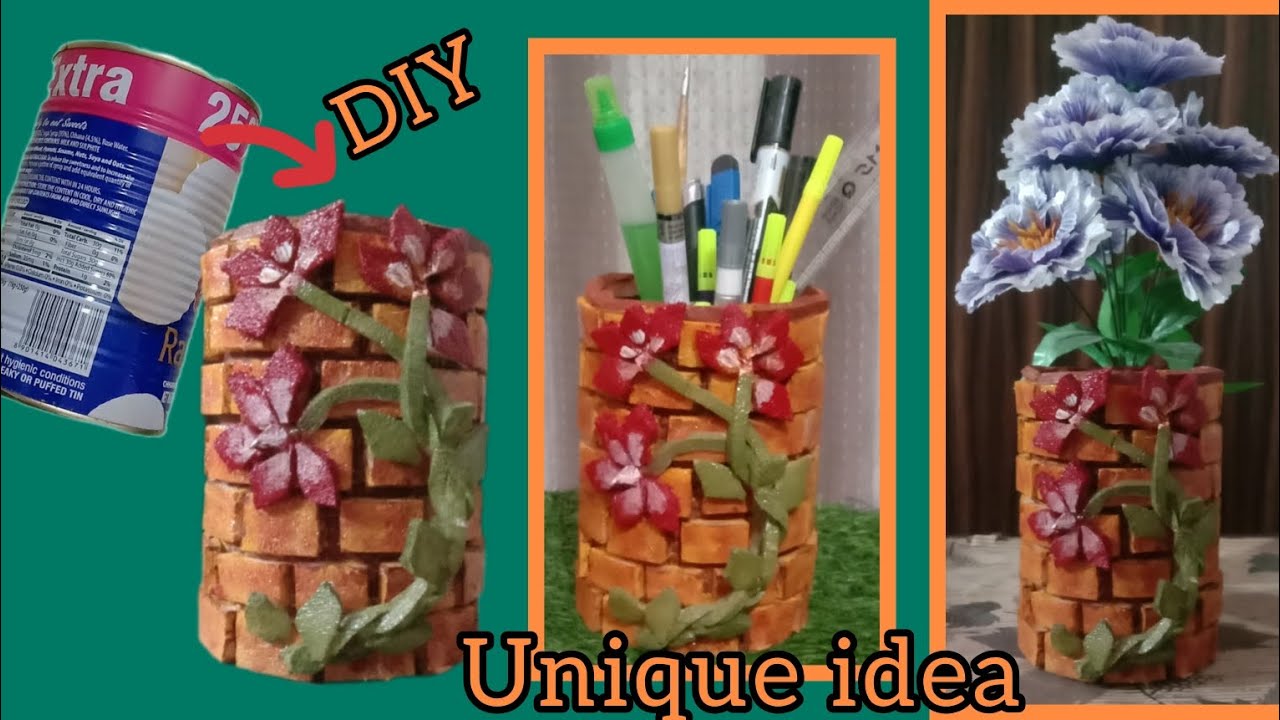 #DIY flower pot/ flower vase / pen/pencil holder making idea #table top ...