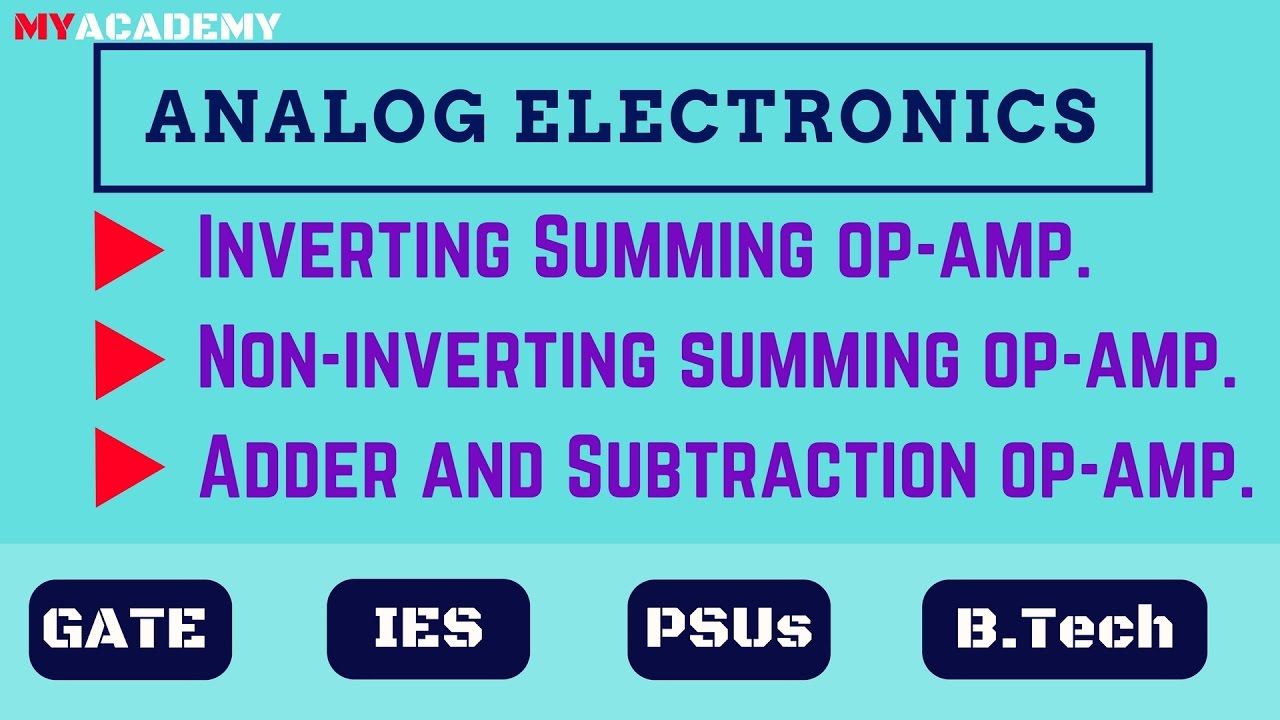 Inverting Summing, Non-Inverting Summing, op amp adder and subtractor ...