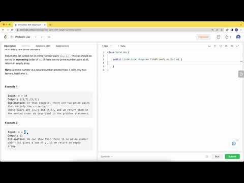 Leetcode 6916 Prime Pairs With Target Sum | Beats 100% - YouTube