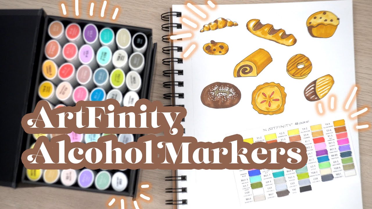 ArtFinity Alcohol Markers - Swatching and Illustrating Pastries - YouTube