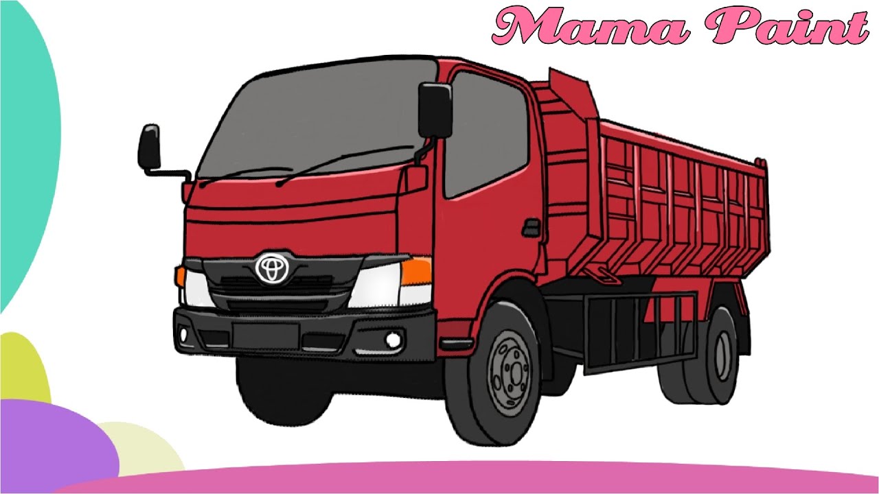 Menggambar Truk Toyota Dyna Merah - YouTube