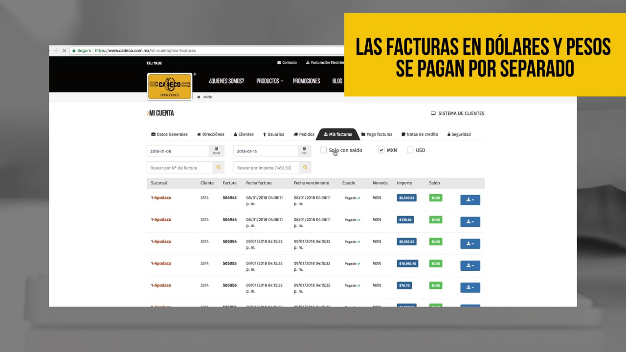¿Cómo pagar facturas en Cadeco? - YouTube