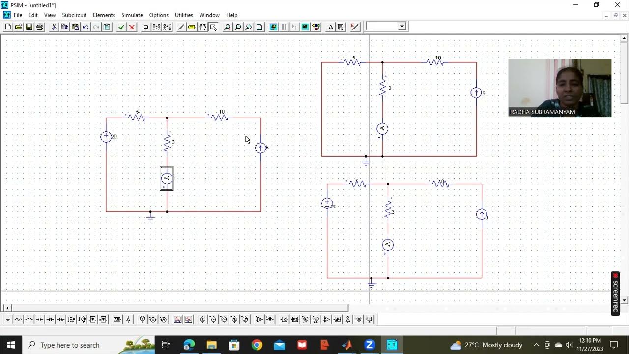 Superposition theorem PSIM software- simulation- Network analysis - YouTube