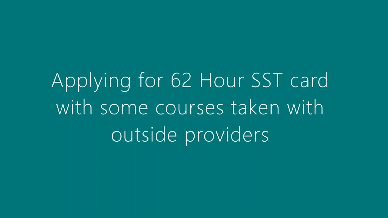 SST Card Video Tutorial: Version 2 - 62 Hours SST Card - YouTube