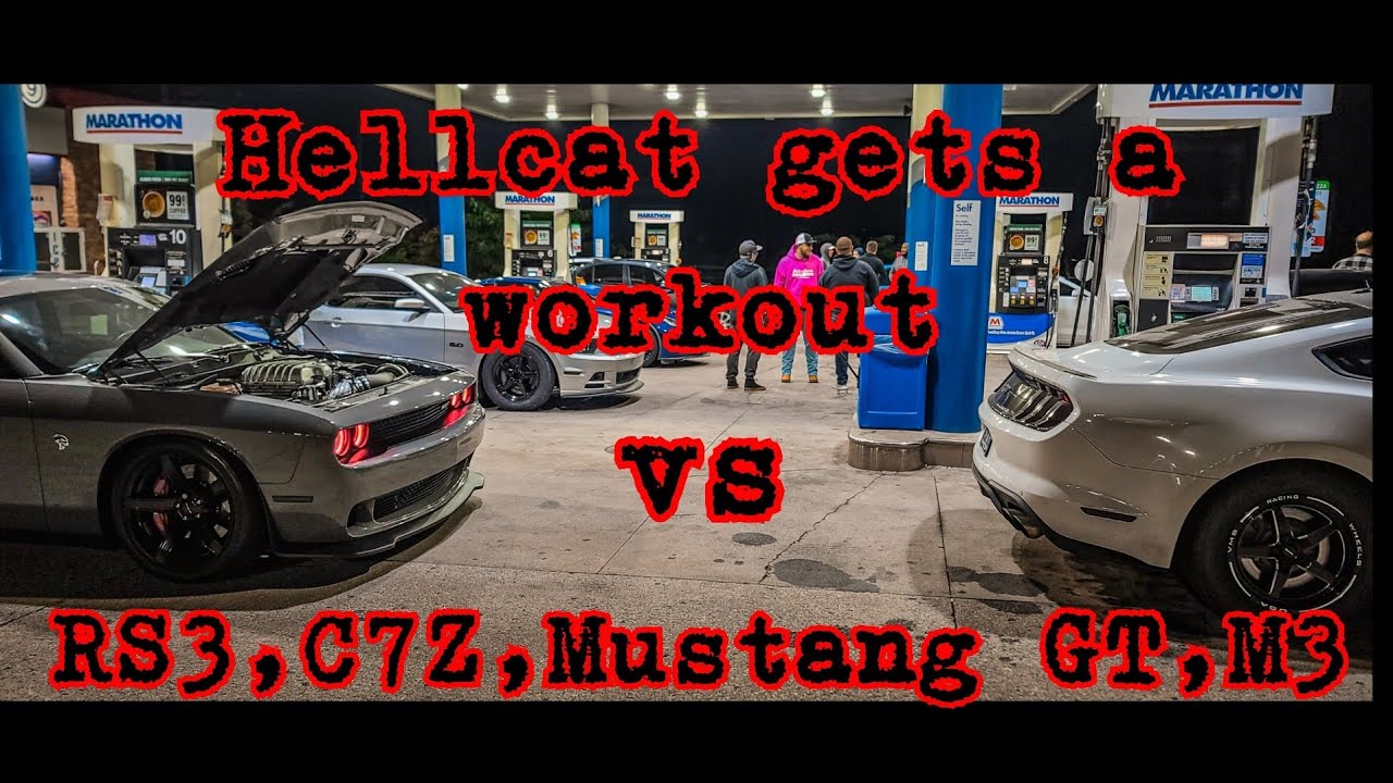 Hellcat vs Mustang GT , RS3 , C7 Zo6 , M3 - YouTube